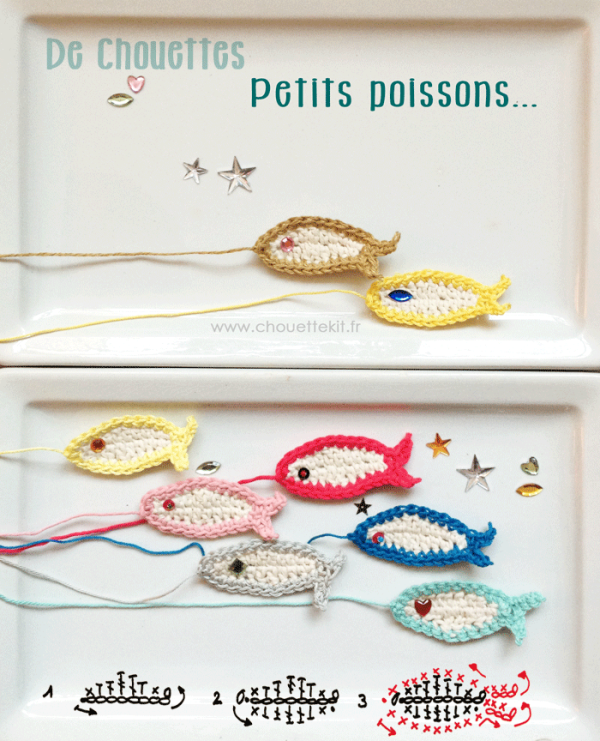 tuto cadeau , des poissons au crochet - Chouette Kit